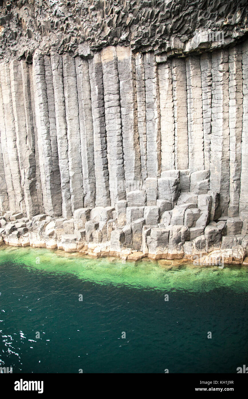 basalt rock in the fingal cave on the island of Staffa in Scotland ...