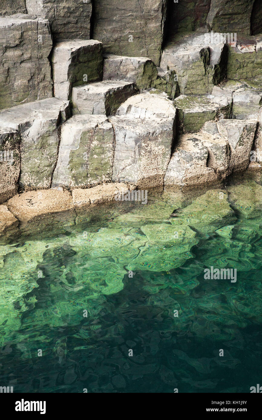 basalt rock in the fingal cave on the island of Staffa in Scotland ...