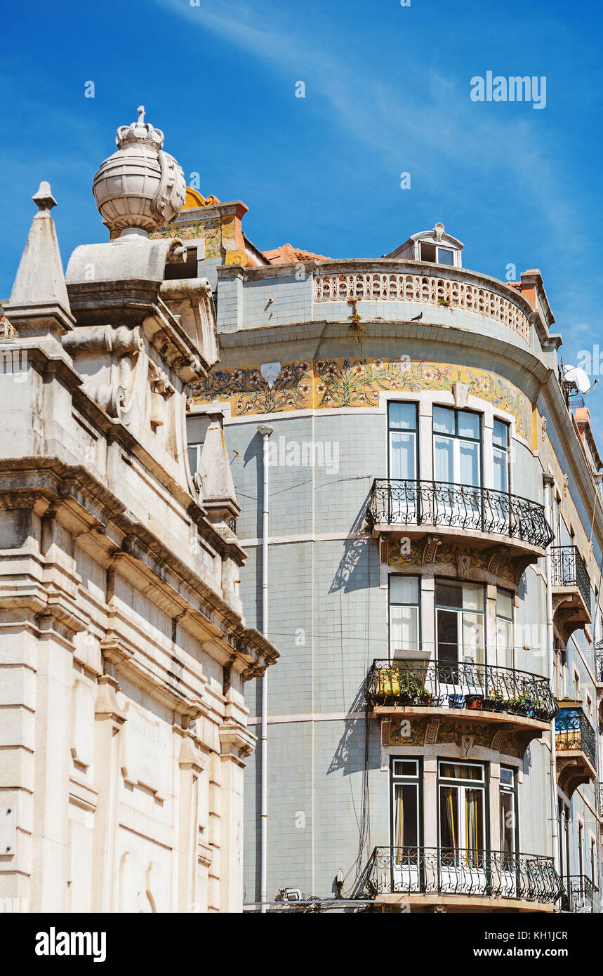 Typical building in portuguese style on the street Stock Photo - Alamy