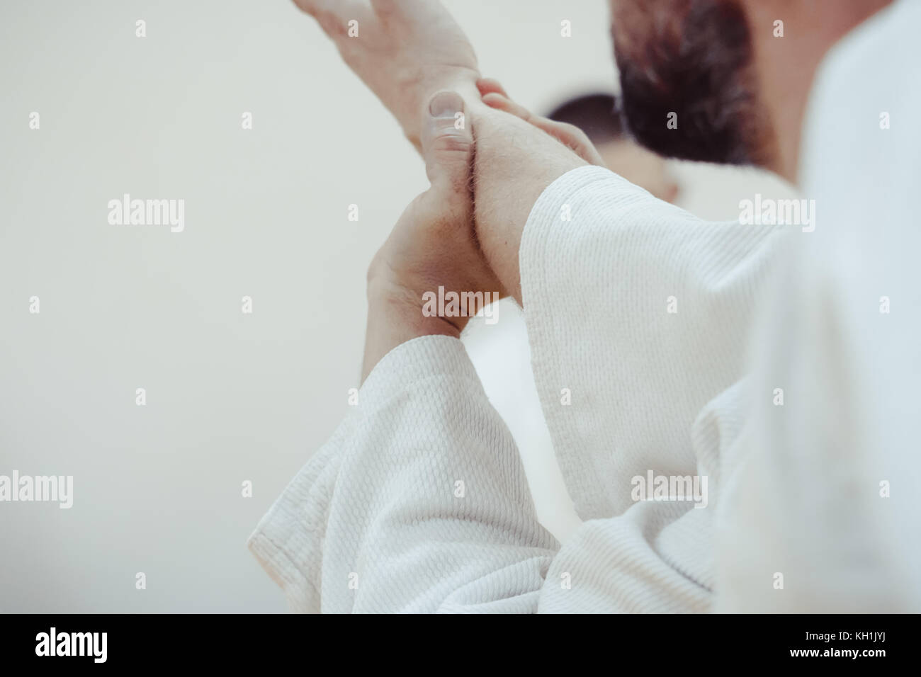 combat arm in sparring on the tatami Stock Photo - Alamy