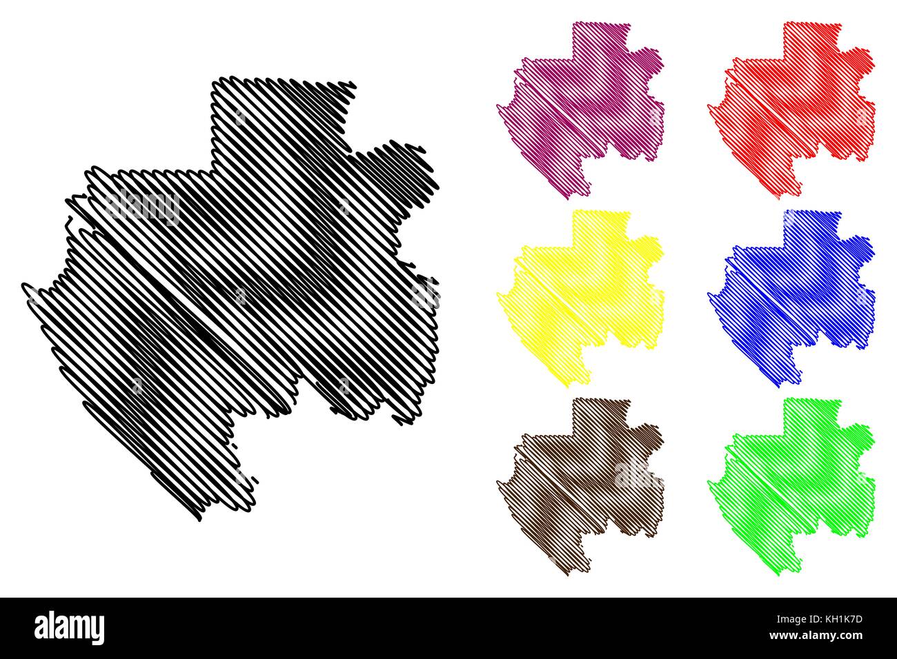 Gabon map vector illustration, scribble sketch Gabon Stock Vector Image ...