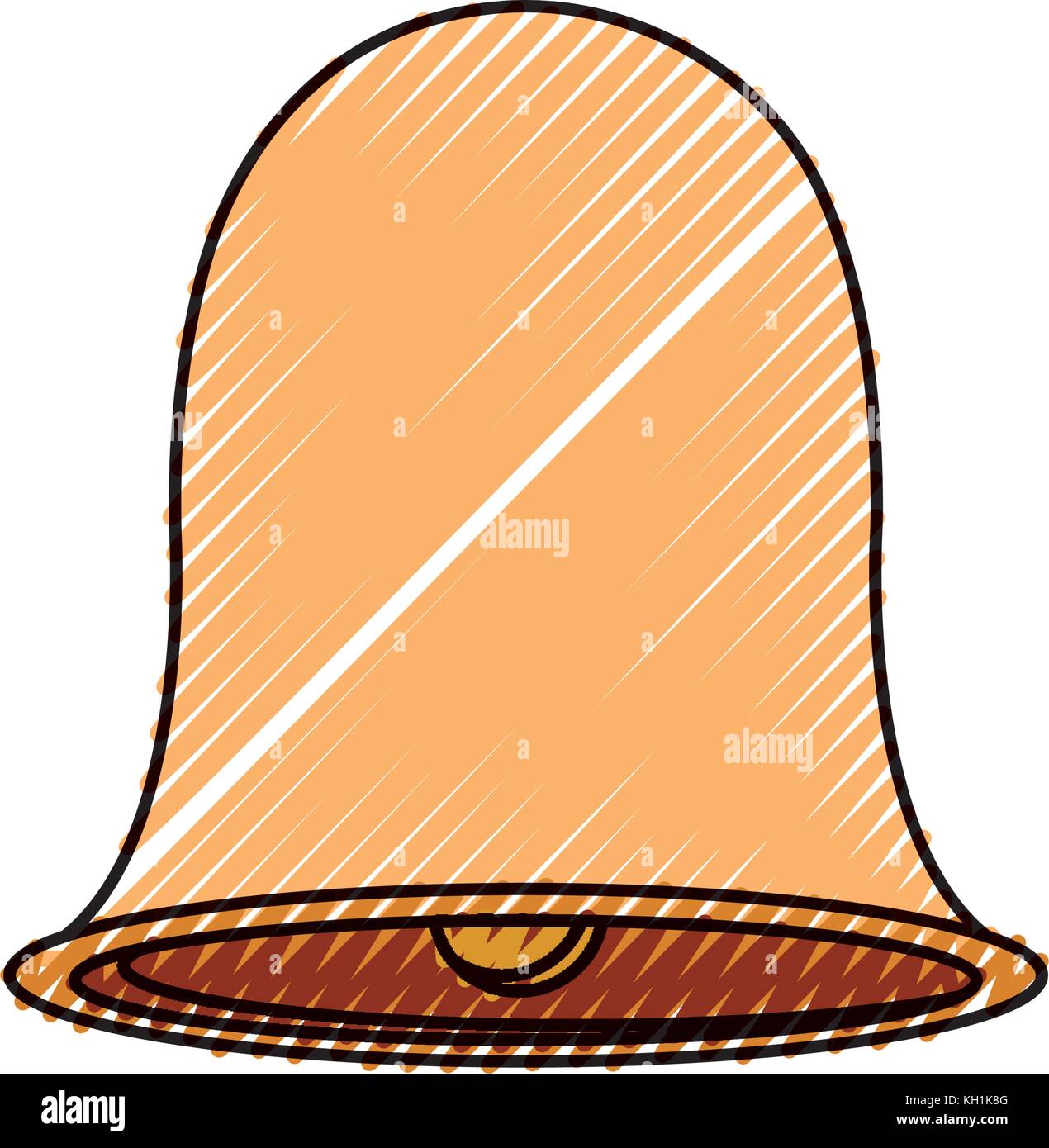 flat line colored christmas bell doodle over white background vector ...