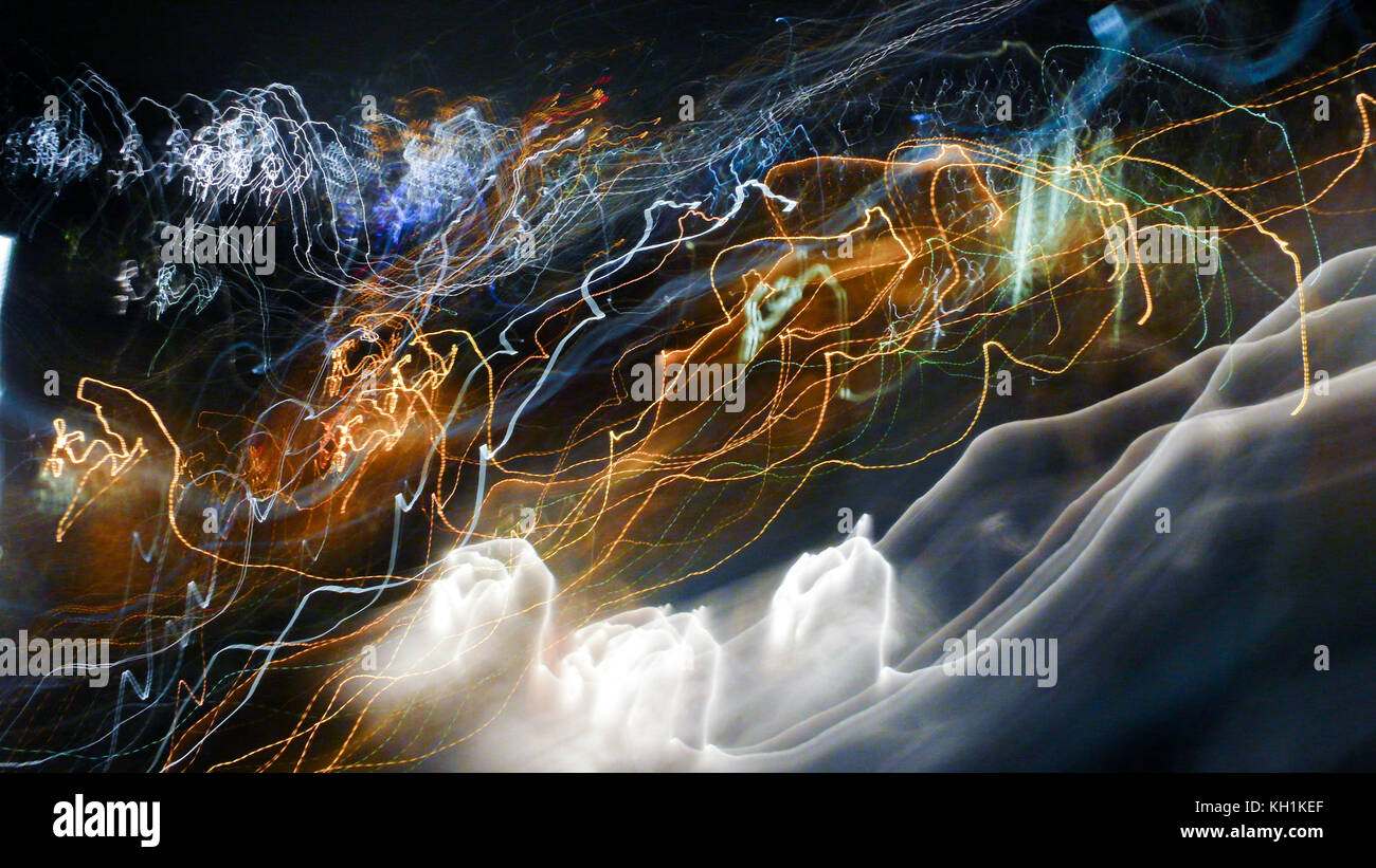 Expressive light movement sceneries during night at a common city Stock ...