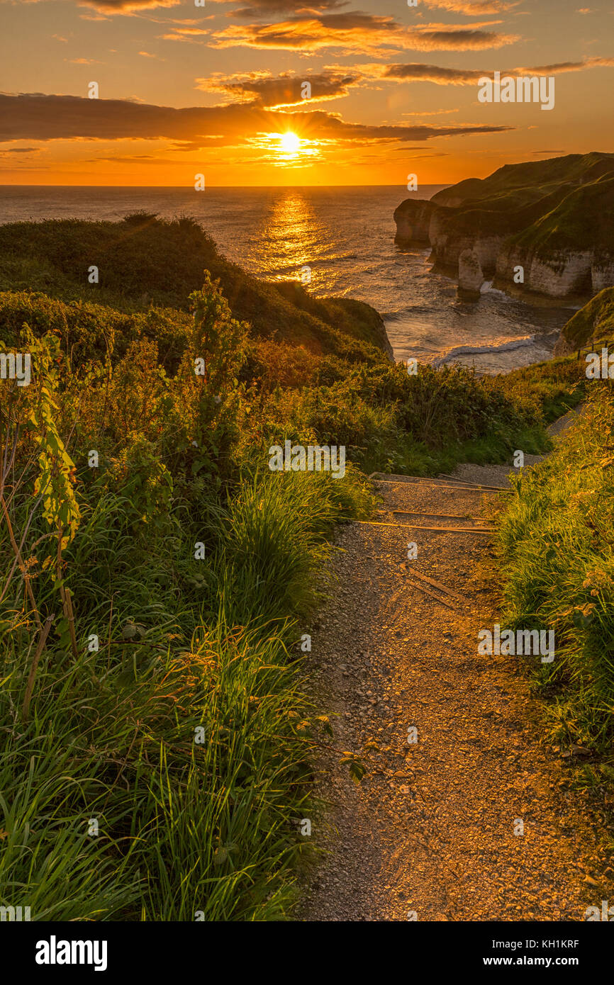 Flamborough Head beach at sunrise Stock Photo - Alamy
