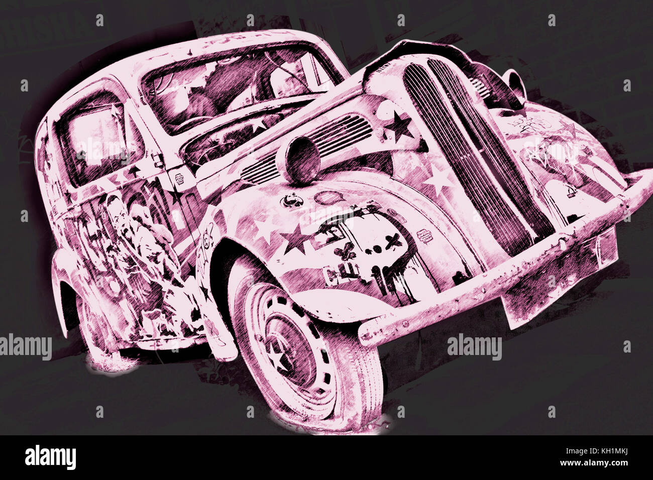 diglital design of a vintage pink machine Stock Photo - Alamy