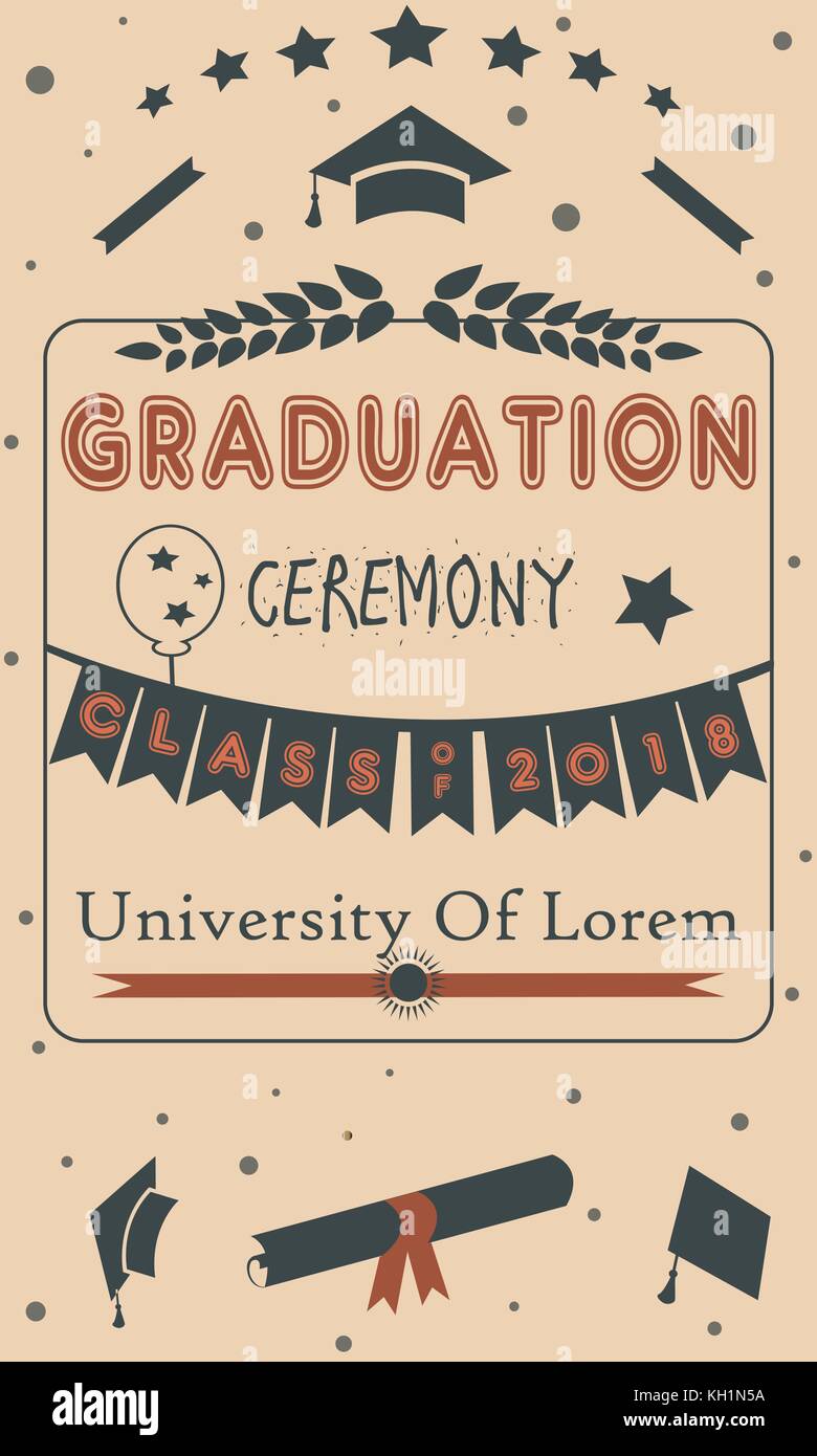 Graduation Party Ceremony on paper background. Vector Illustration ...