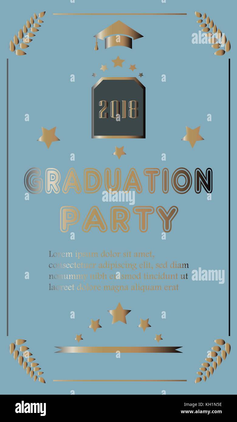 Graduation Ceremony Ananouncement with golden text. Vector Illustration ...