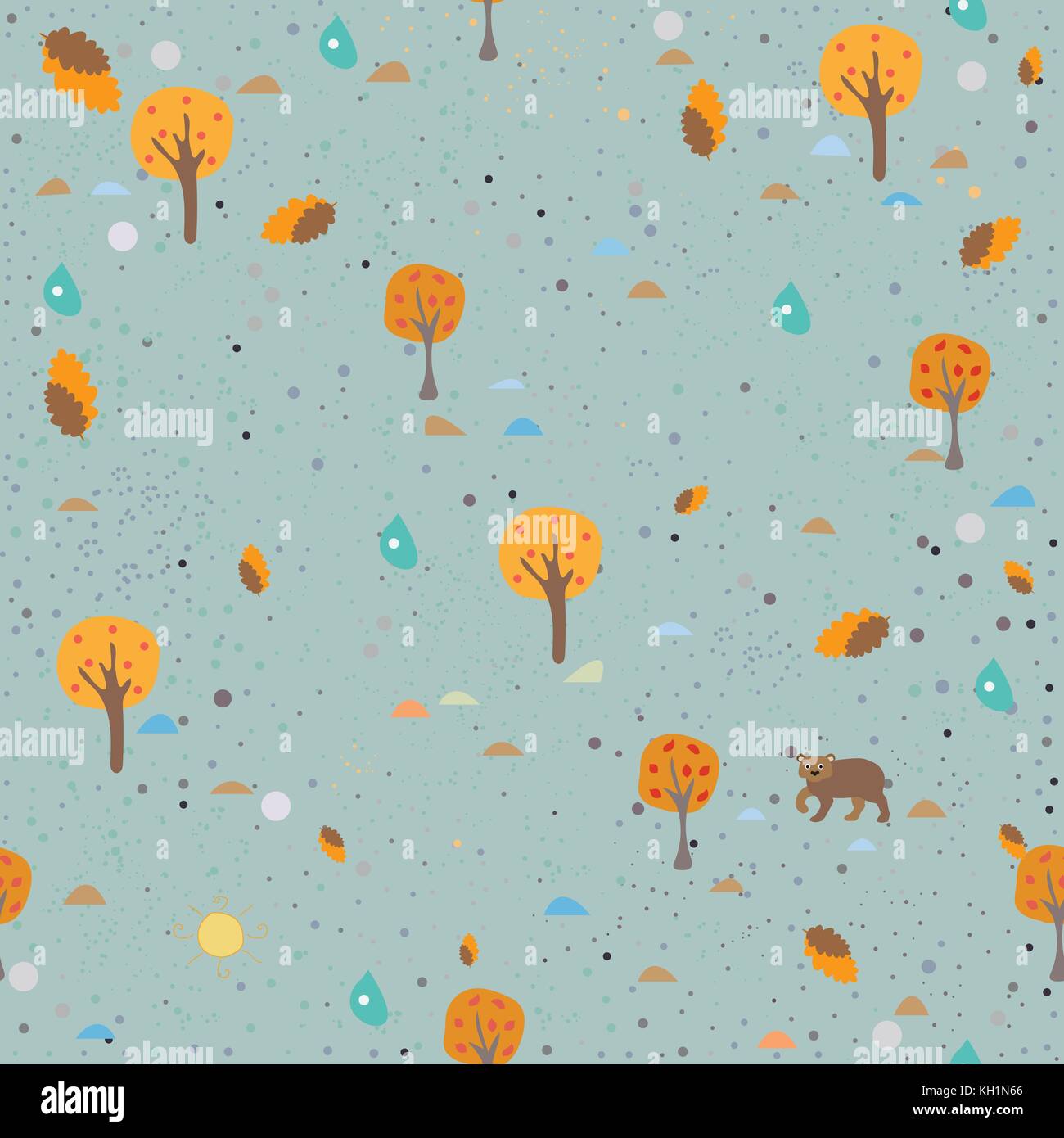Cute Seamless Tree Pattern. Vector Illustration Stock Vector Image ...