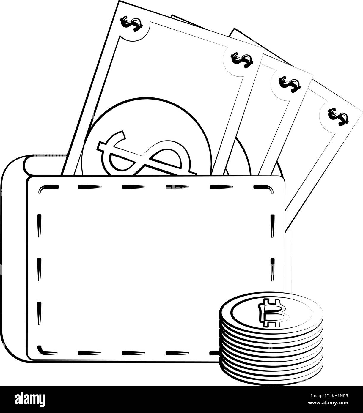 Hand draw purse wallet money hi-res stock photography and images - Alamy