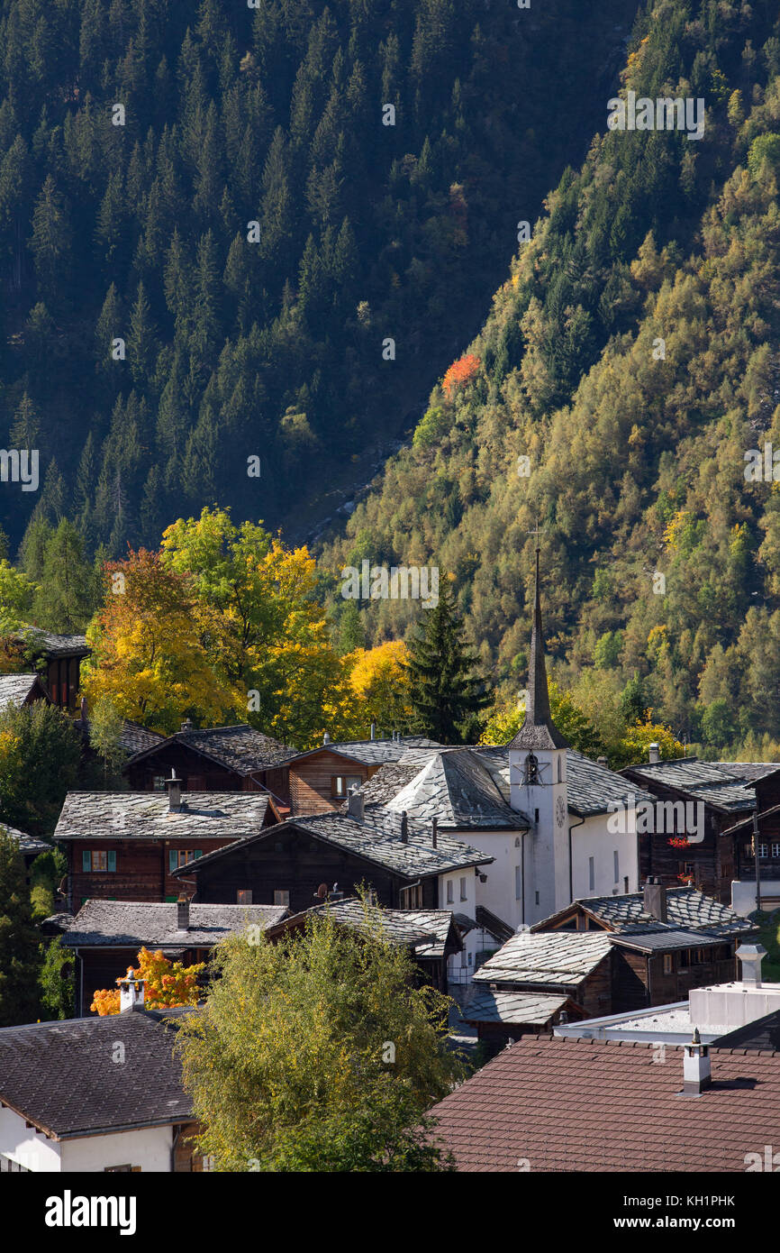 BLATTEN, SWITZERLAND - SEPT. 28, 2017: The old centre of the mountain ...