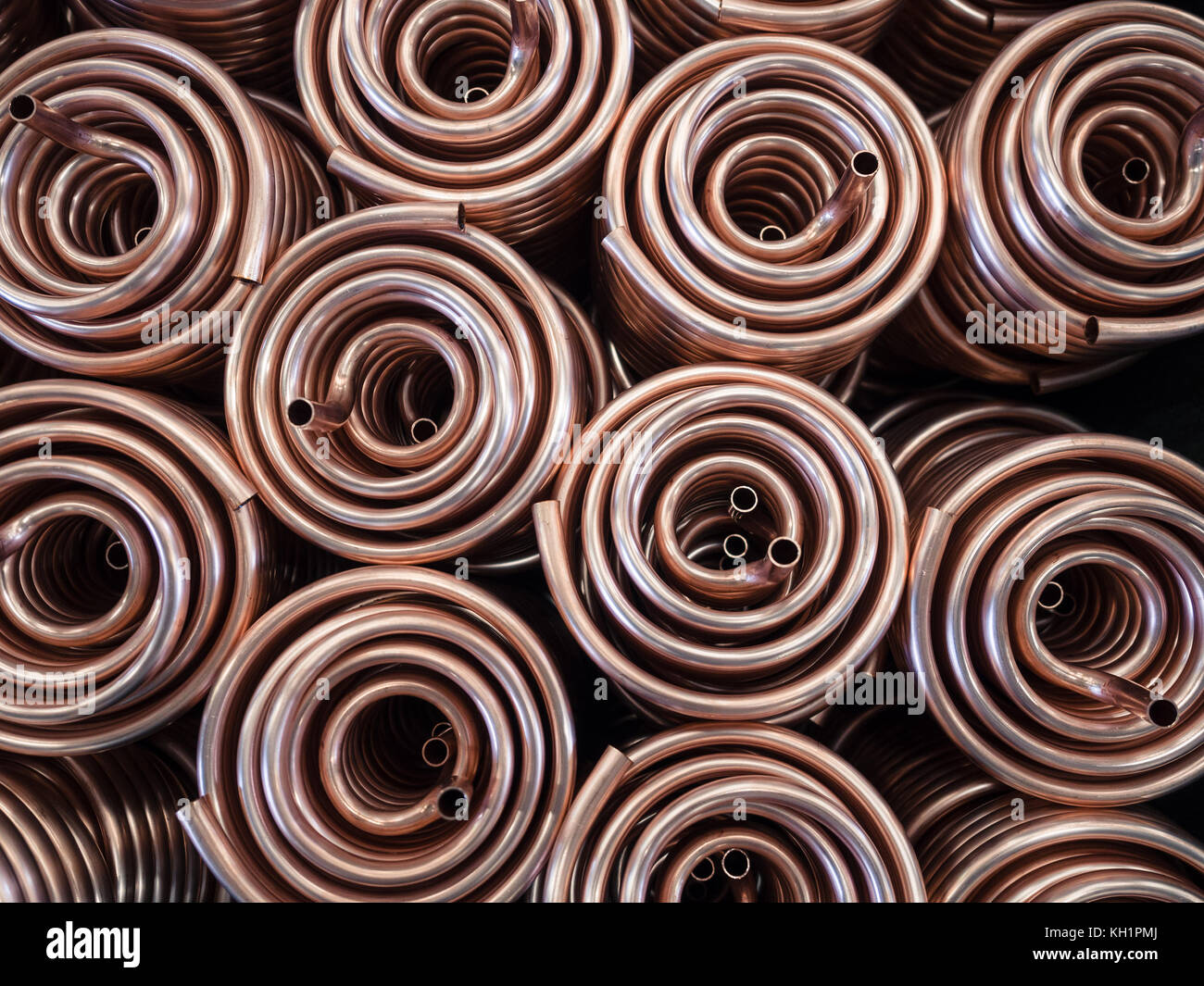 Heat exchangers obtained by winding copper pipe Stock Photo - Alamy