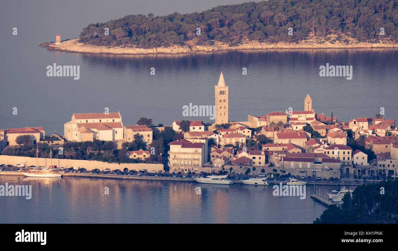 View of the town of Rab, Croatian tourist resort famous for its four ...