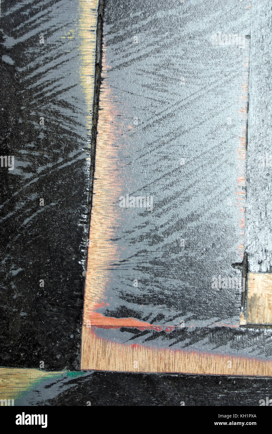 Uneven edges of joined, painted, distressed wood Stock Photo - Alamy
