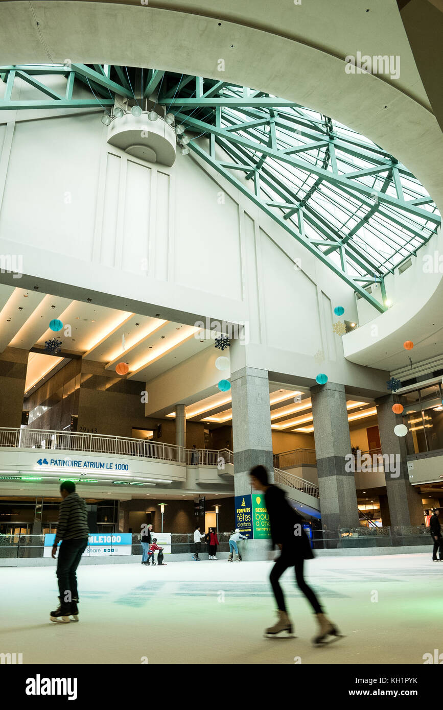 public skating in the underground ice rink at Atrium 1000, Montreal, QC ...