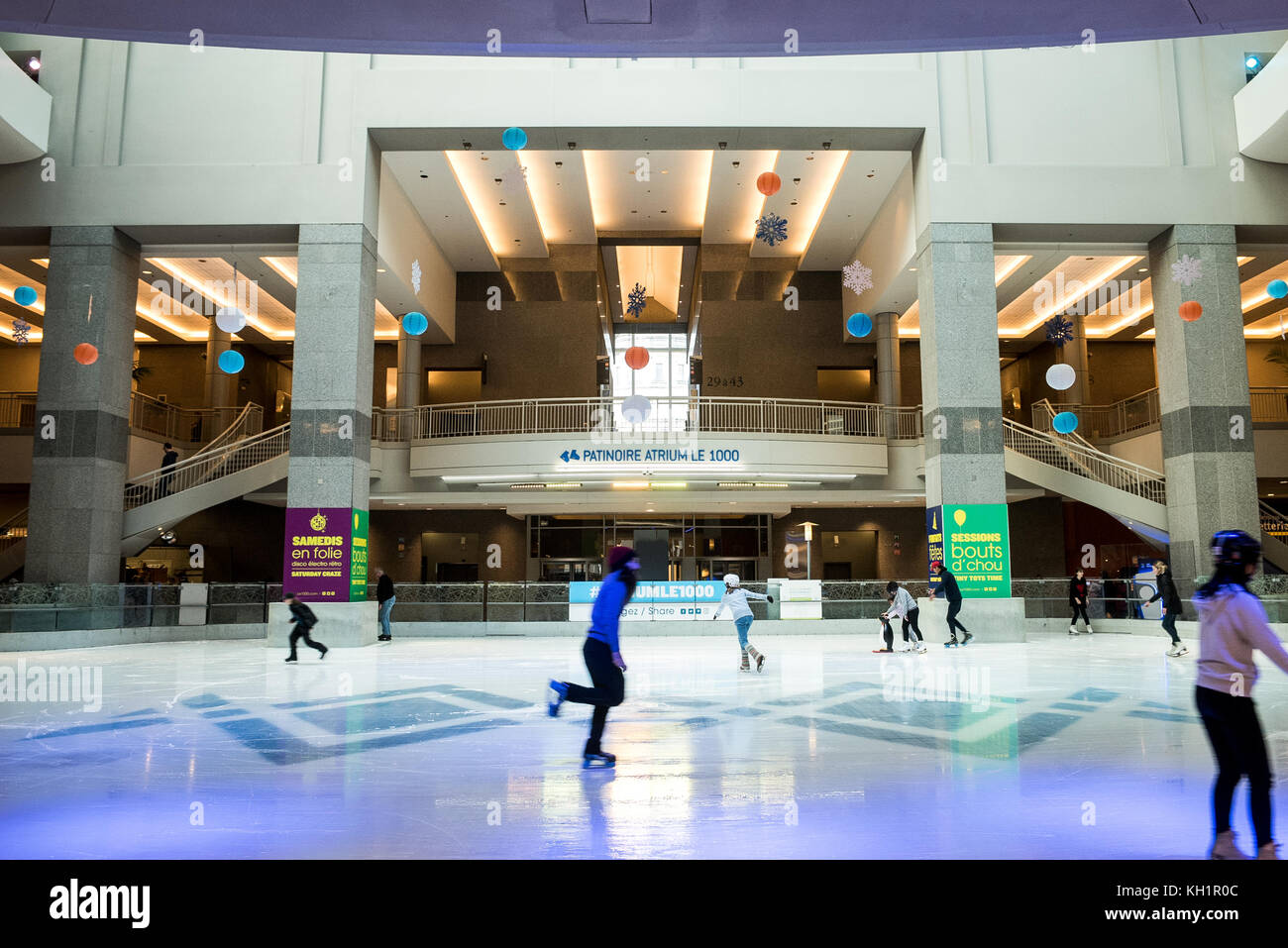 public skating in the underground ice rink at Atrium 1000, Montreal, QC ...