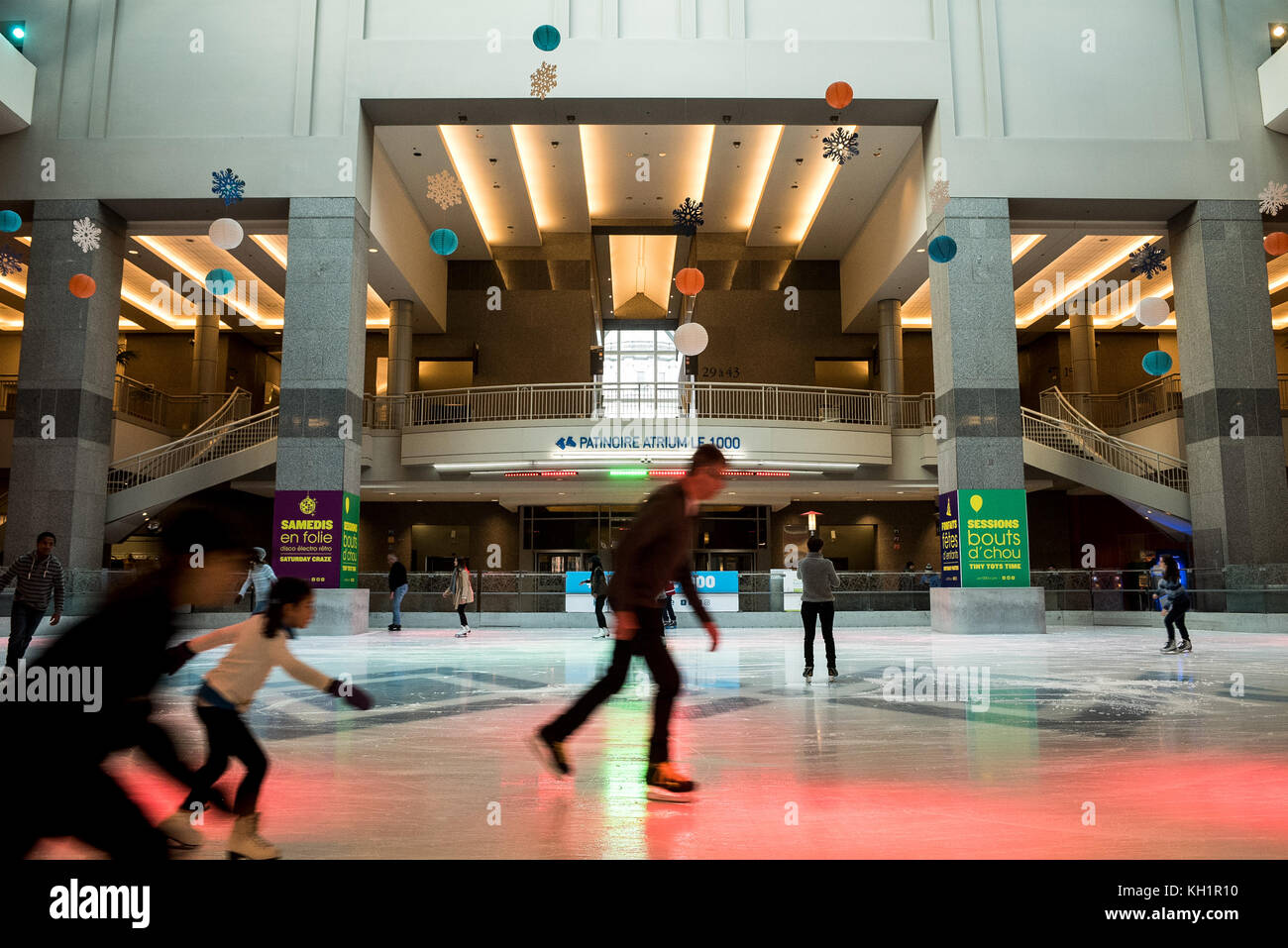 public skating in the underground ice rink at Atrium 1000, Montreal, QC ...
