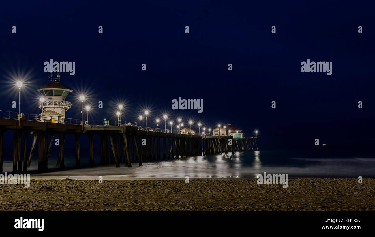 Huntington beach pier night california hi-res stock photography and ...
