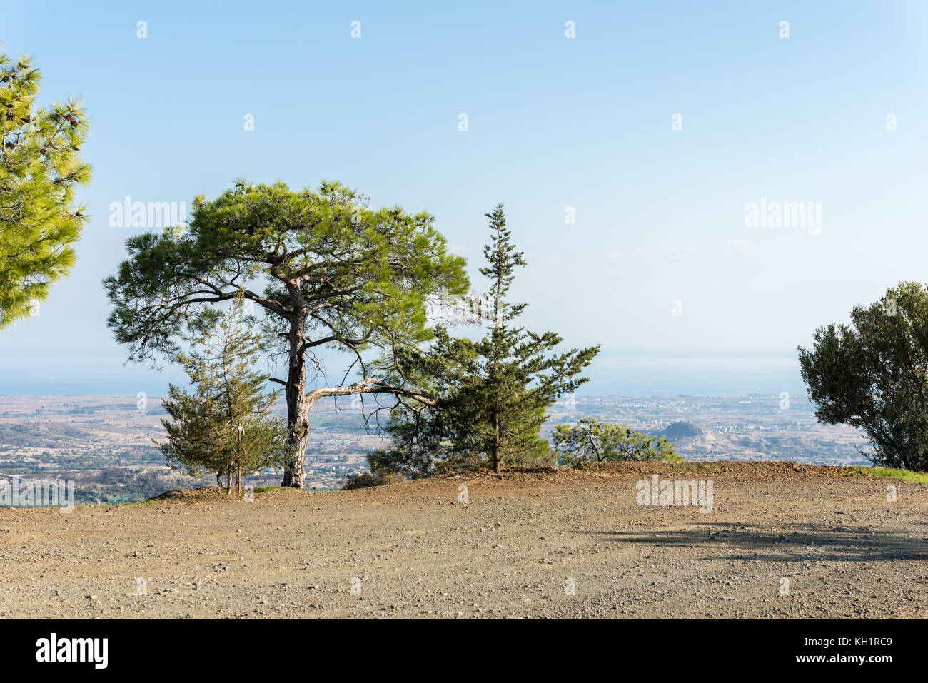 View of Larnaca bay and Nicosia from Stavrovouni monastery on a ...