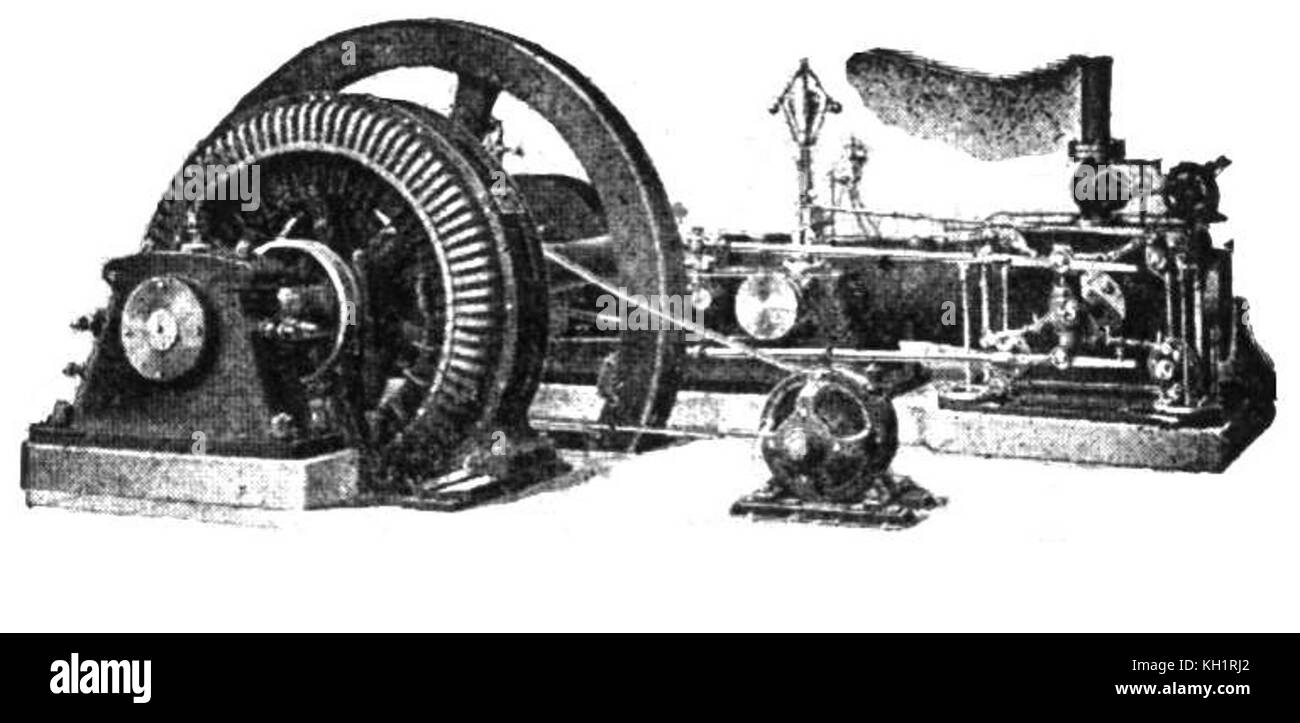 A small early 1900s 75 kVA direct-driven power station AC alternator ...
