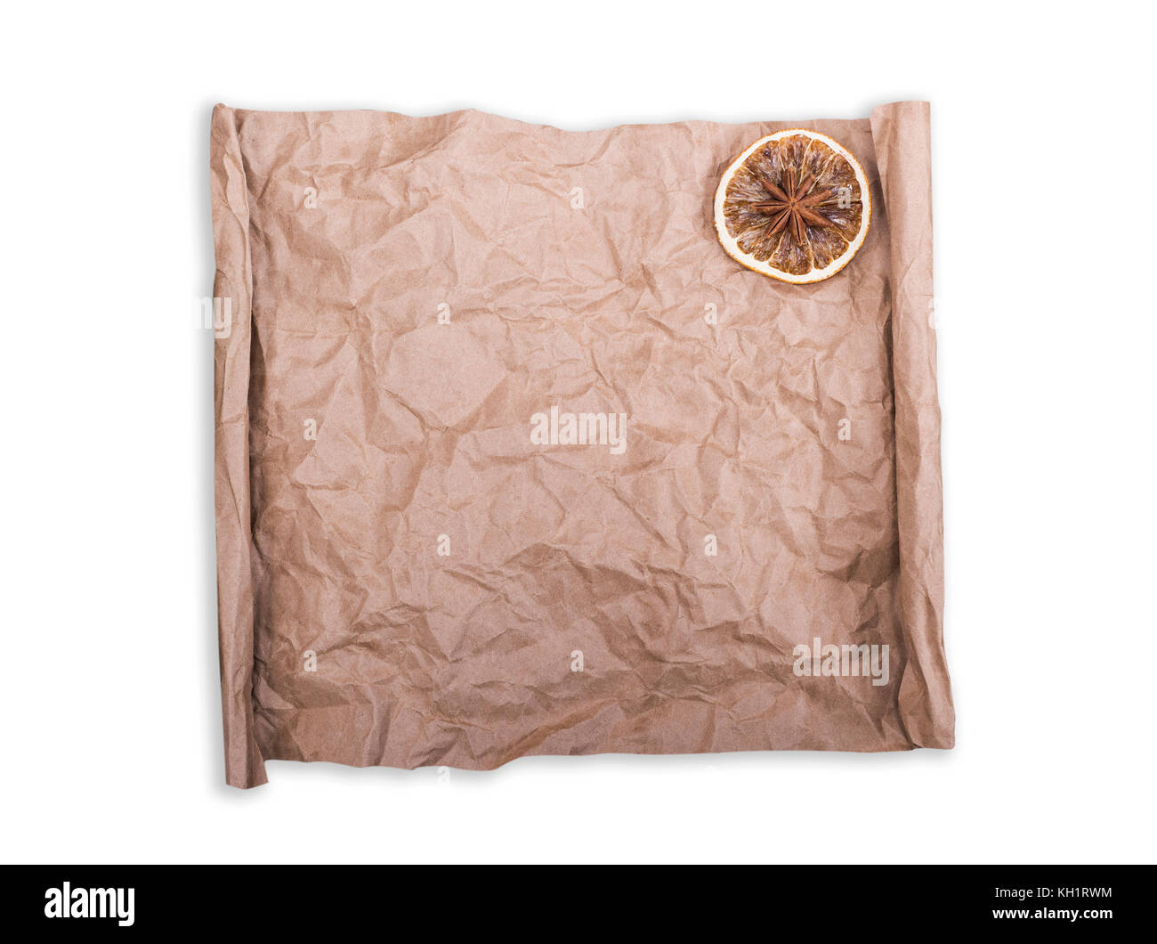 crumpled blank scroll brown kraft paper isolated on white background ...