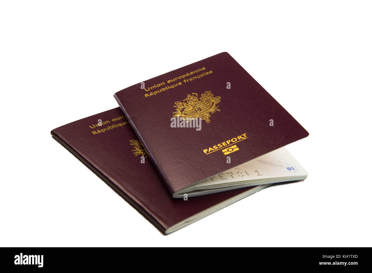 French passports on a white background Stock Photo - Alamy