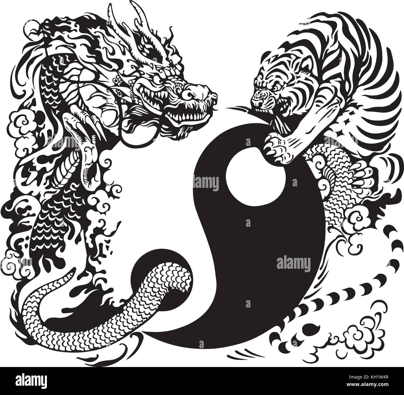 Tiger and Dragon Stock Vector Image & Art - Alamy