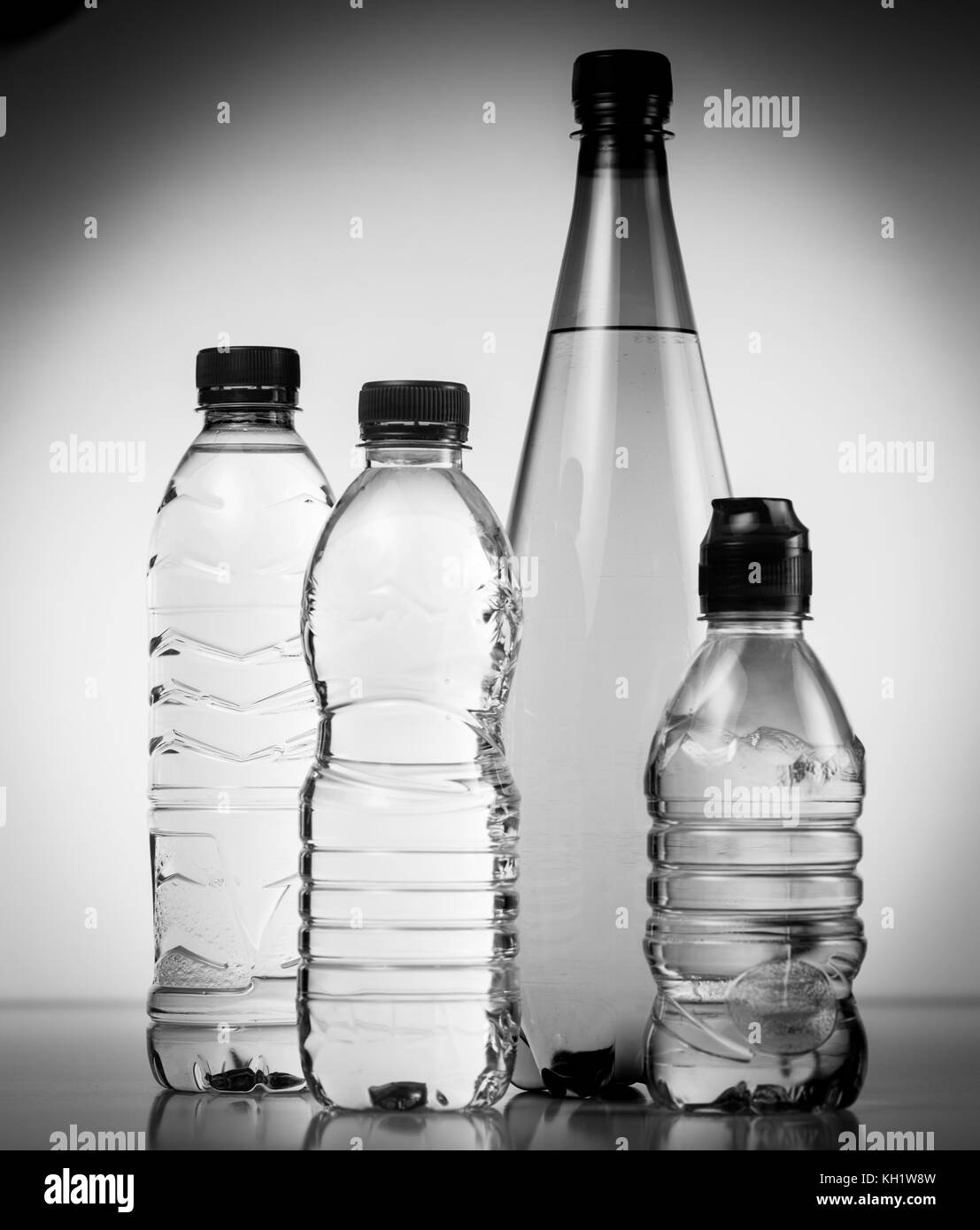 Plastic bottles of water isolated on a white background, France Stock ...
