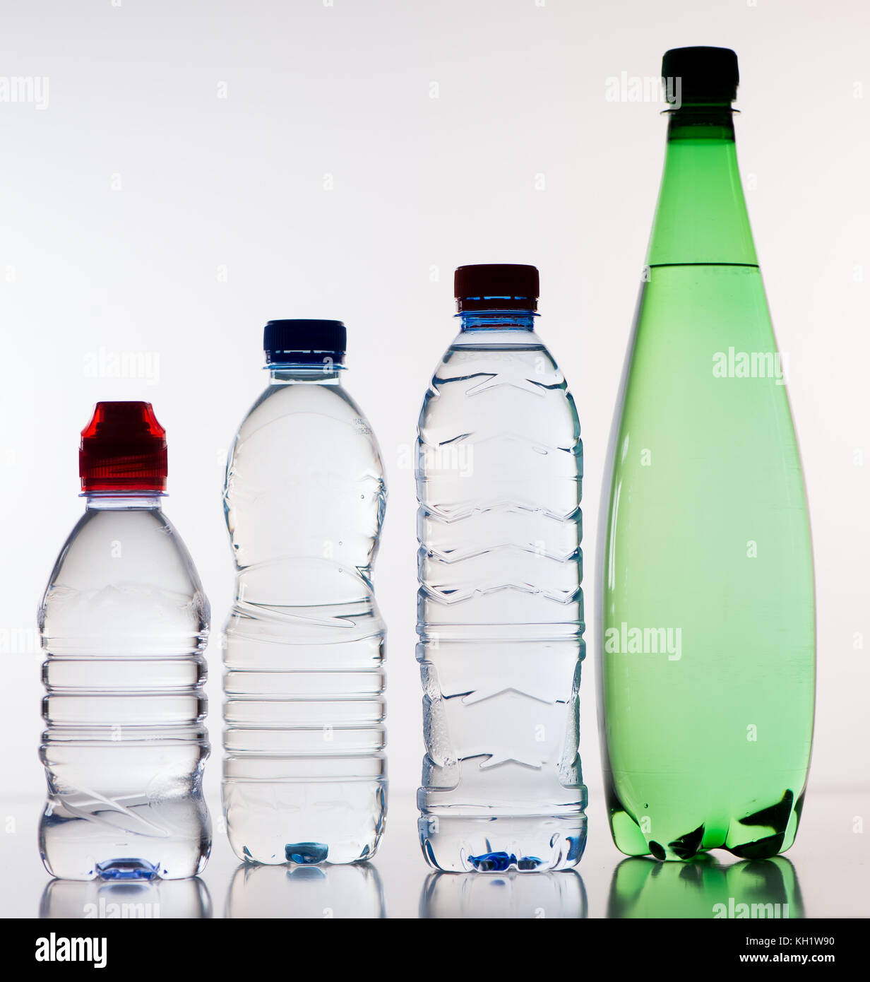 Plastic bottles of water isolated on a white background, France Stock ...