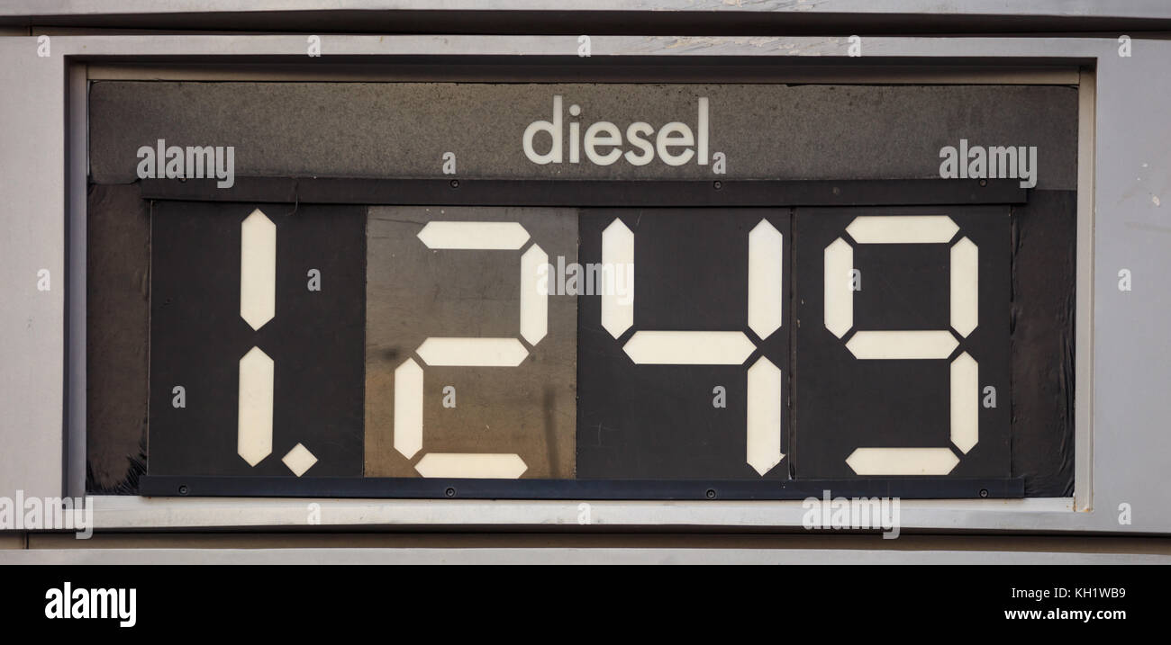 Diesel price sign at the fuel station Stock Photo - Alamy