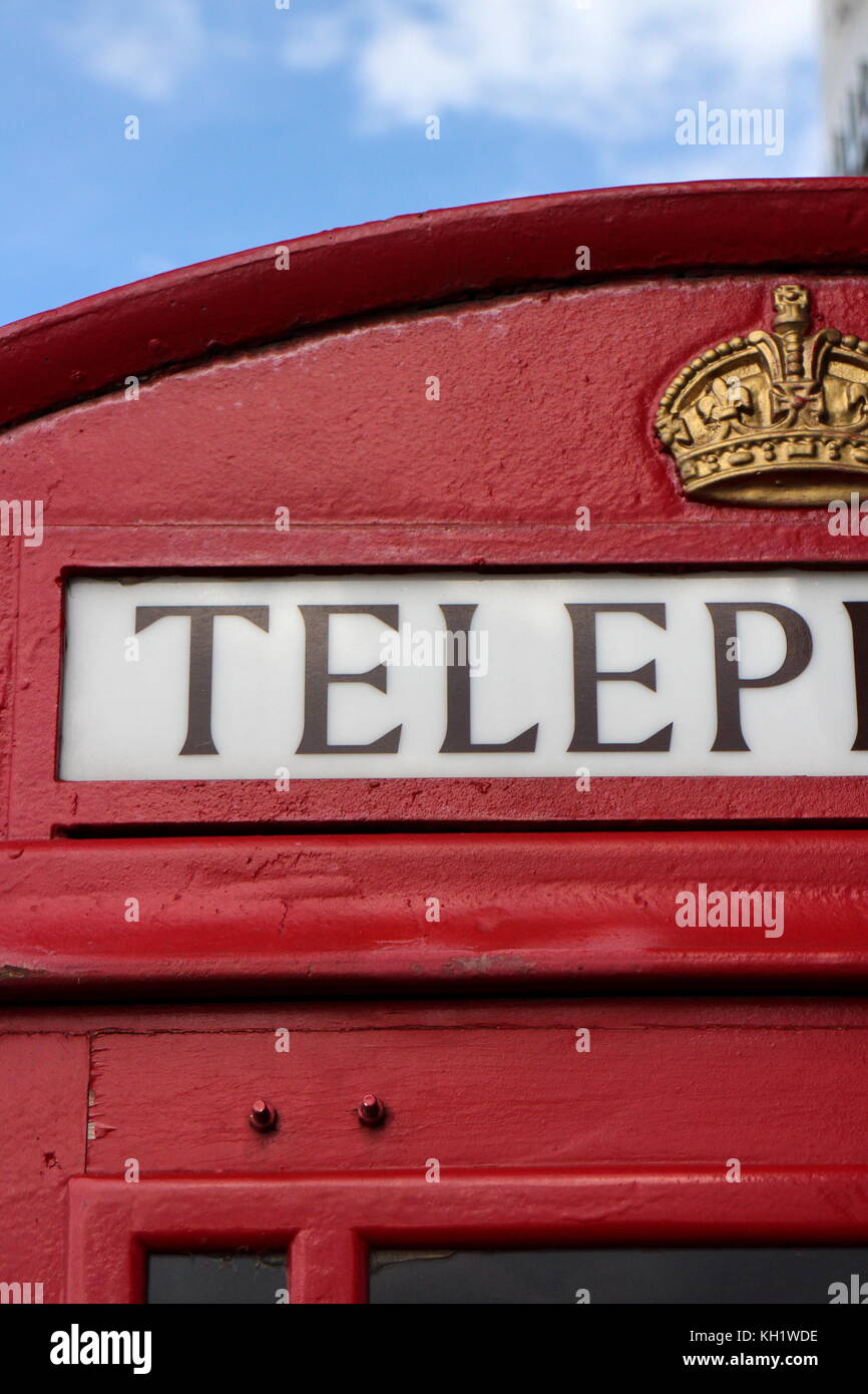 crown on a red telephone booth Stock Photo - Alamy
