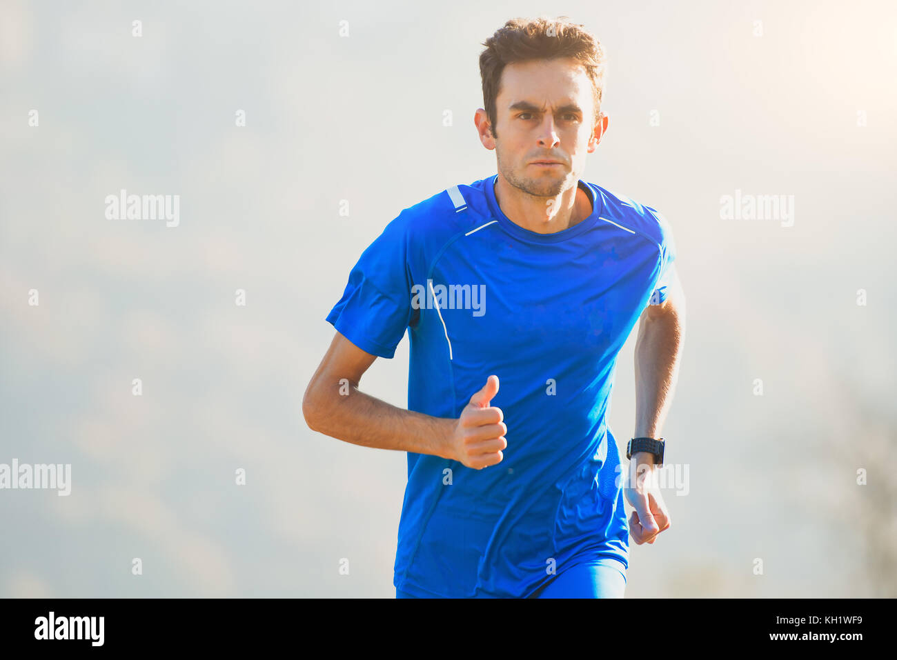 Athlete running in the mountains of the Italian national team in ...