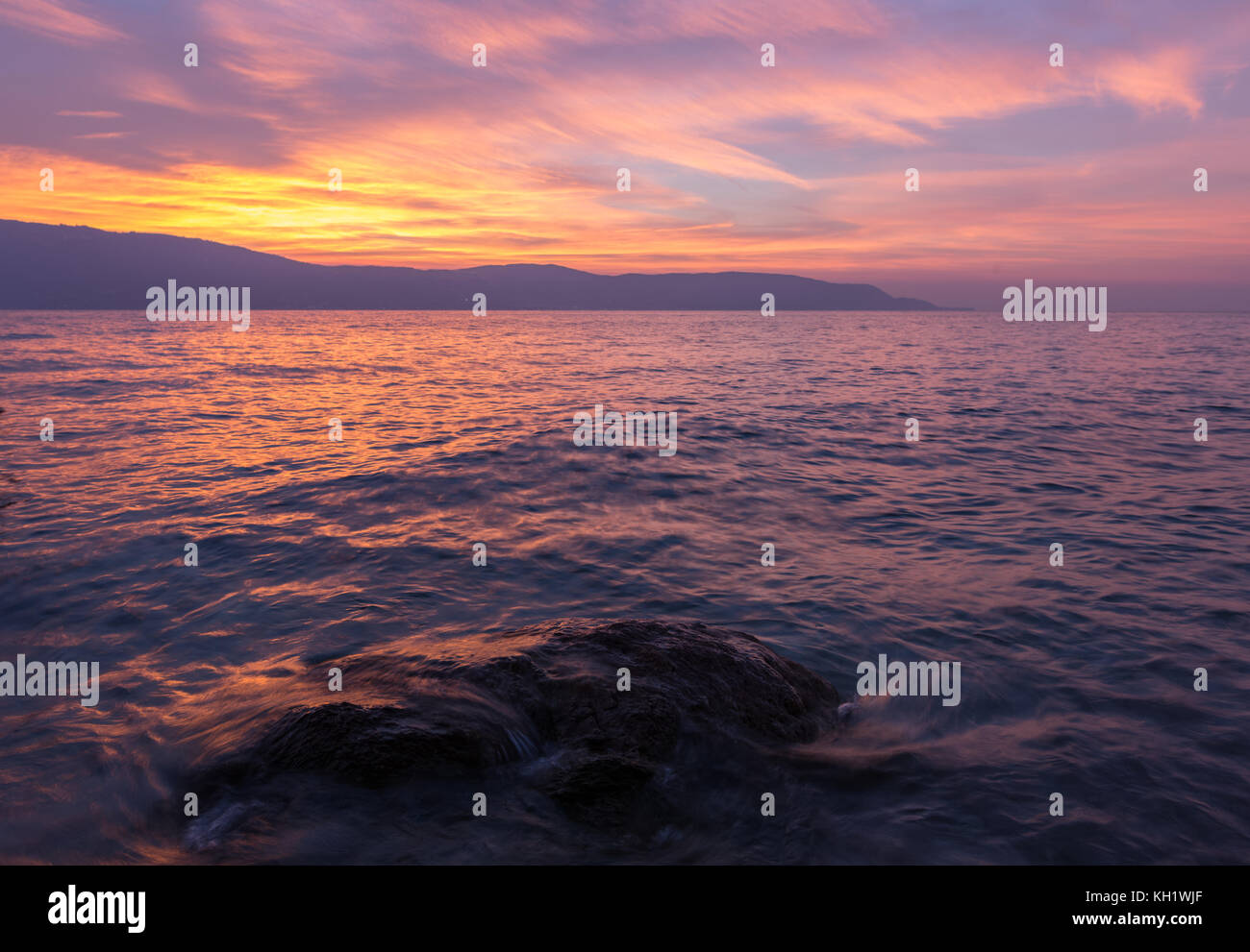 Beautiful sunset on the Italian lake Garda, medium format photo by ...