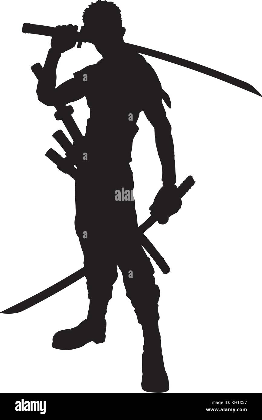Man, standing, sword, silhouette Stock Vector Images - Alamy
