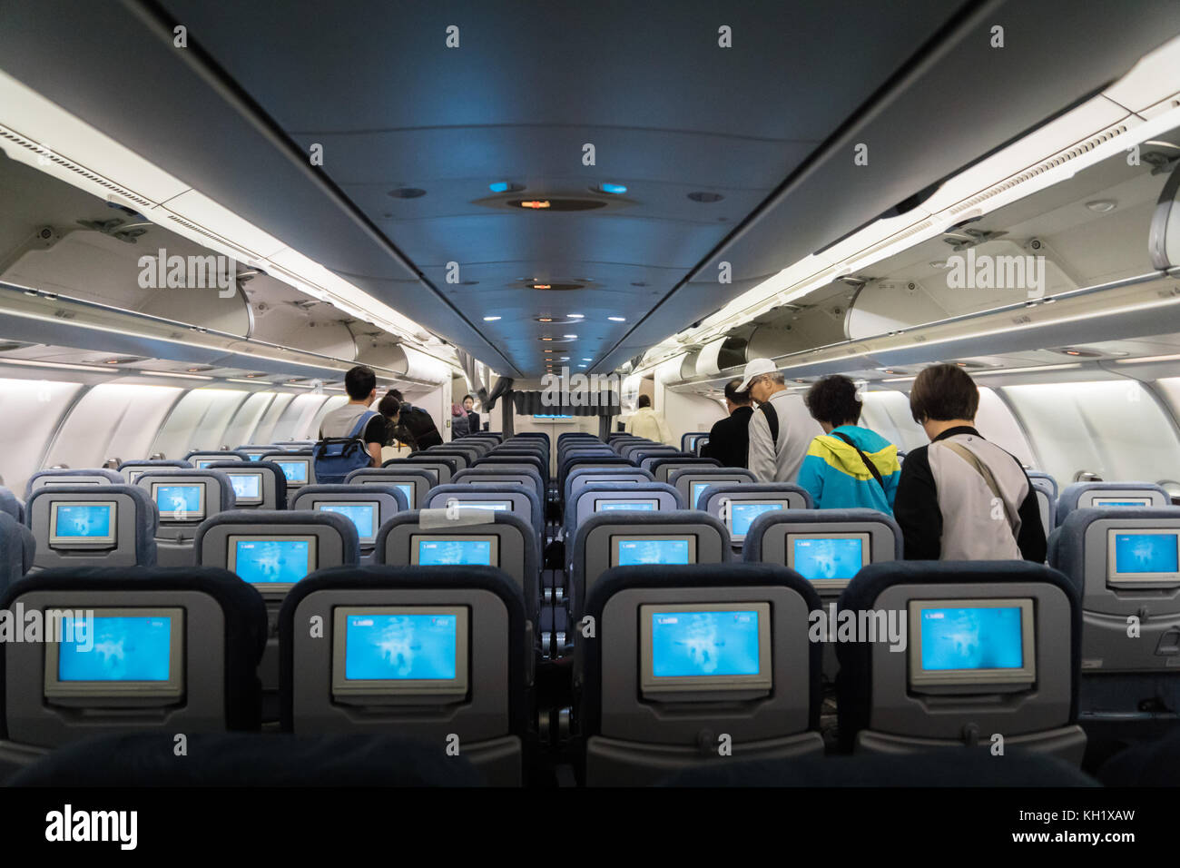 Beijing, China - October 2017: Passengers inside of Air China Airbus ...
