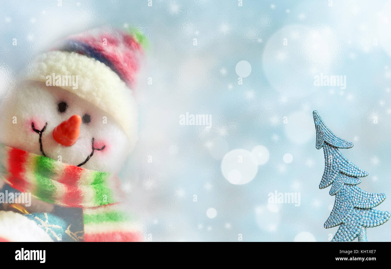 happy snowman with lights in the background. Merry Christmas Stock ...