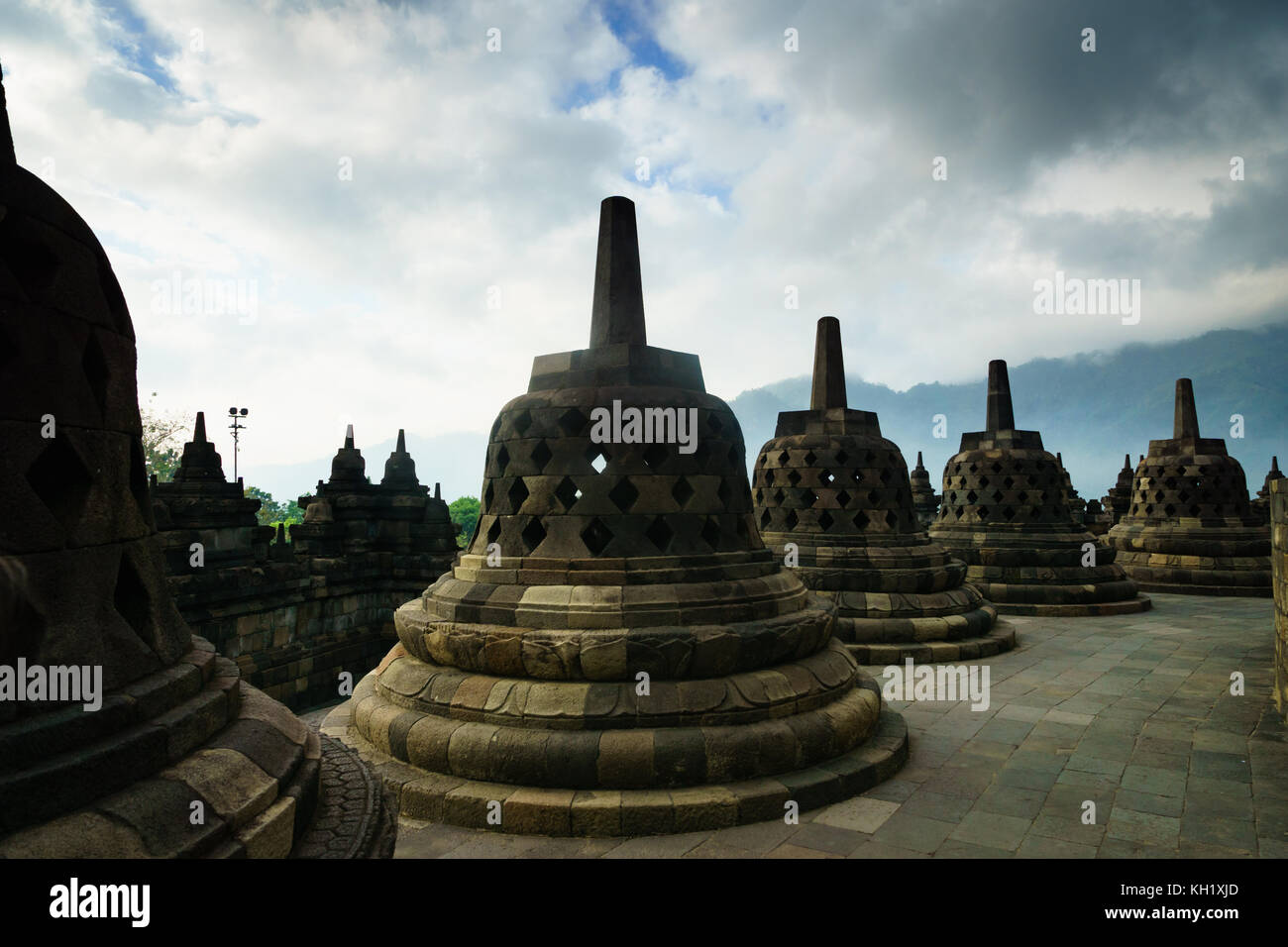 View of Borobudur temple. World heritage site in Yogyakarta, Central ...