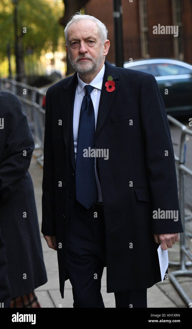 Labour leader Jeremy Corbyn walks through Downing Street on their way ...