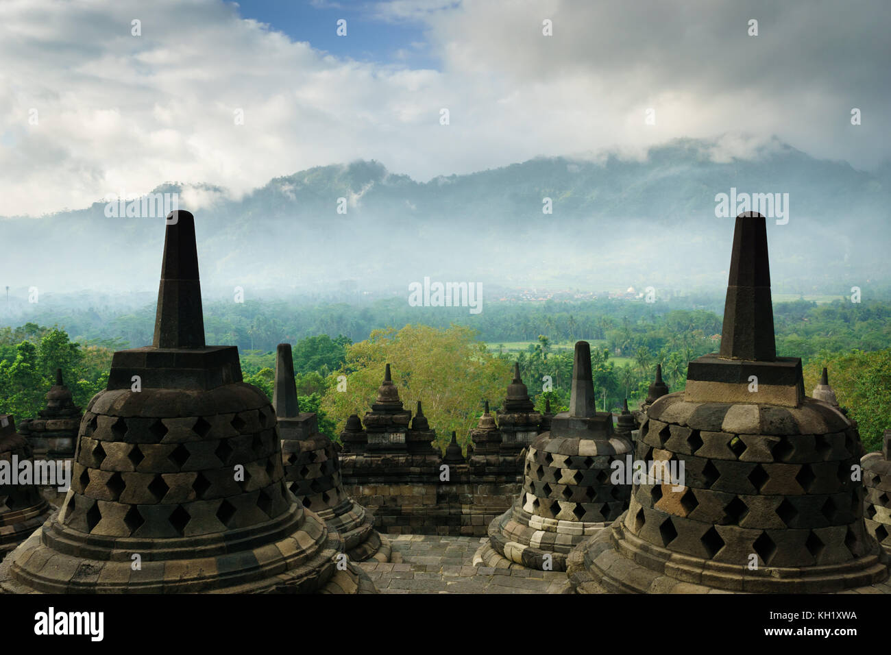 View of Borobudur temple. World heritage site in Yogyakarta, Central ...