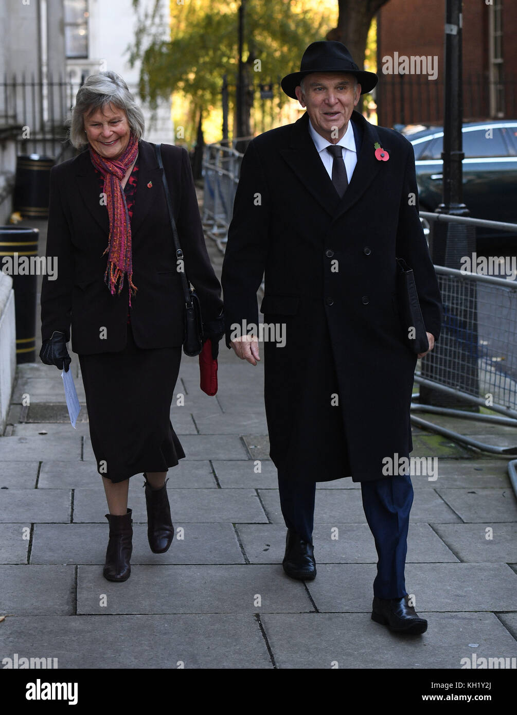 Liberal Democrats leader Sir Vince Cable and his wife Rachel, walk ...