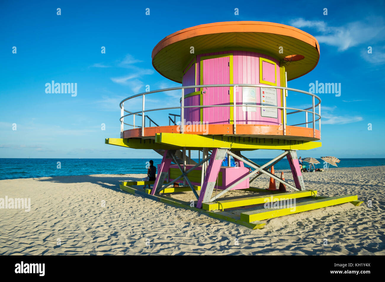 Colorful lifeguard tower on Miami Beach, Florida Stock Photo - Alamy