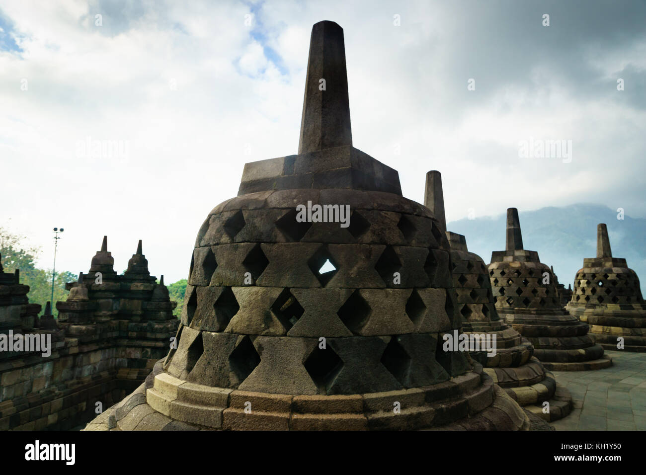 View of Borobudur temple. World heritage site in Yogyakarta, Central ...