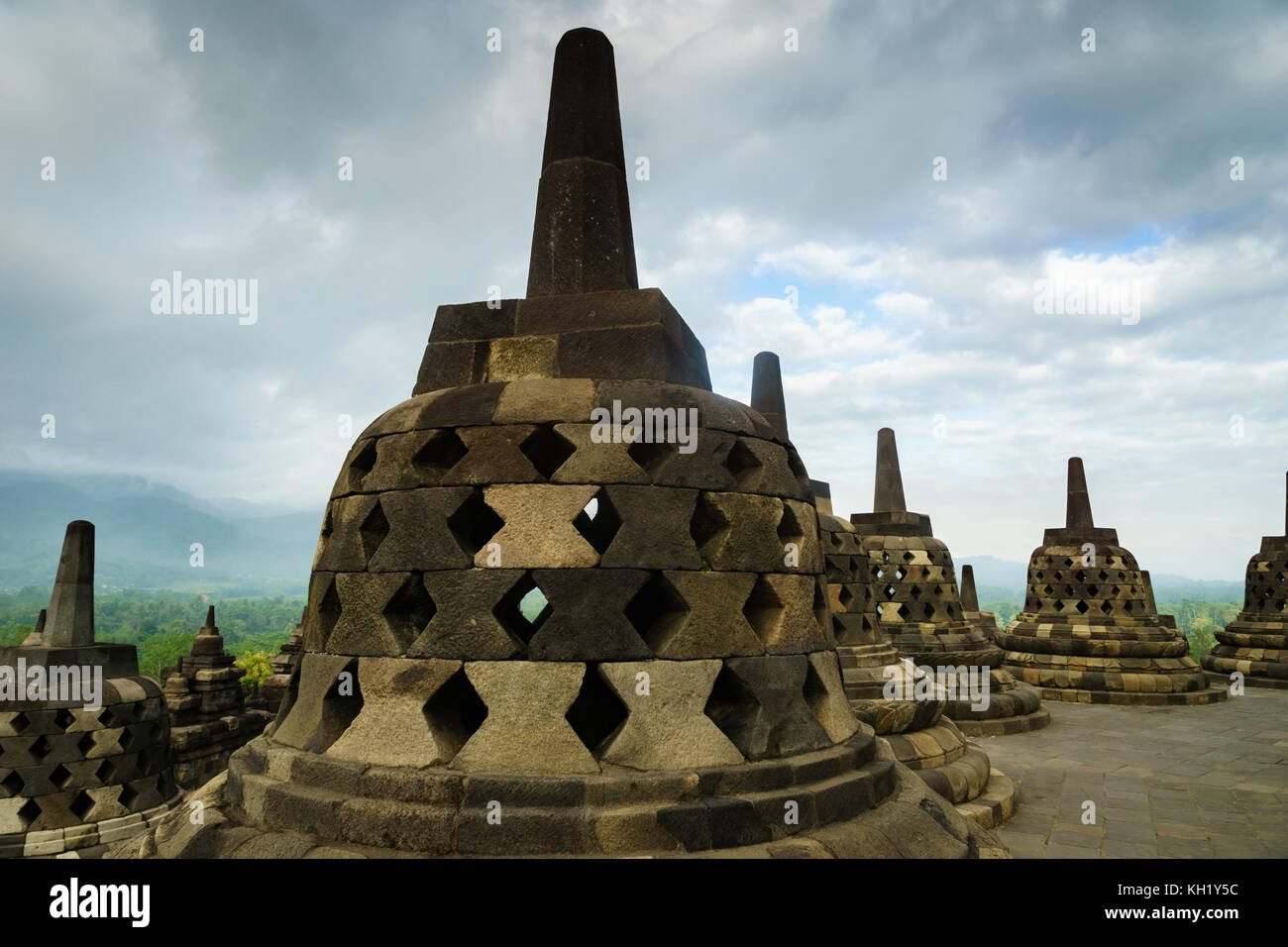 View of Borobudur temple. World heritage site in Yogyakarta, Central ...