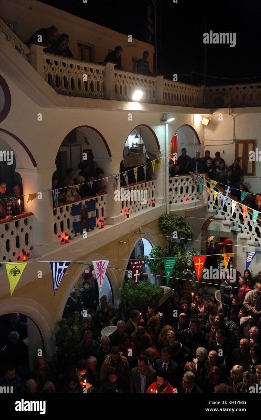 Panormitis Monastery, pilgrimage Stock Photo - Alamy