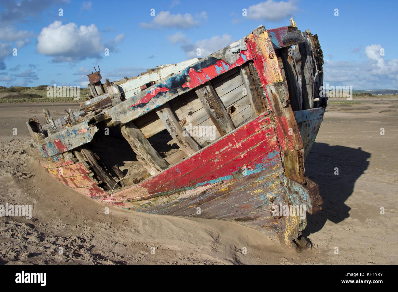 Shipwreck on the beach,River Taw; Braunton; Devon; England Stock Photo ...