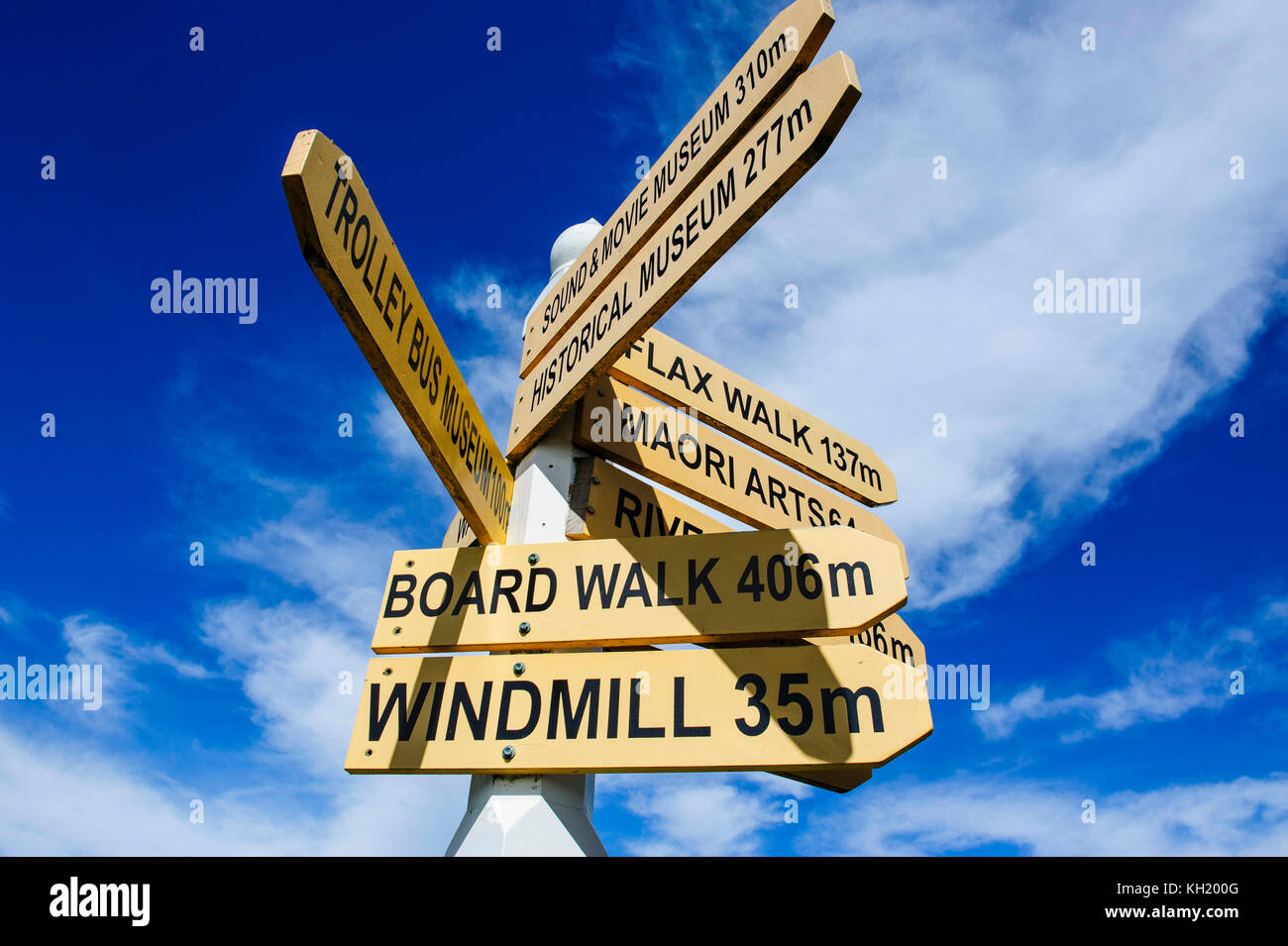 Signpost in Foxton, Kapiti Coast, North island, New Zealand Stock Photo ...