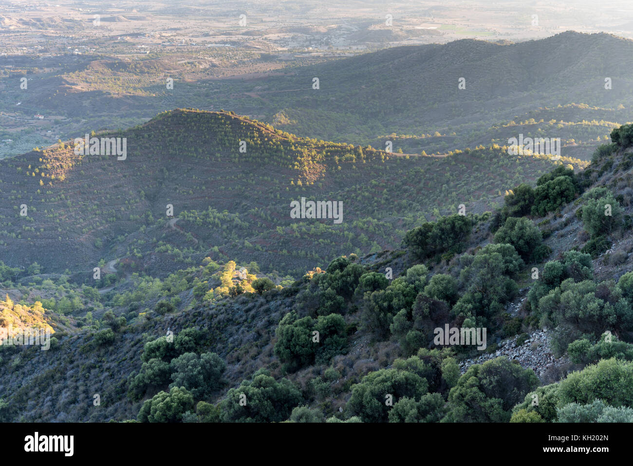View of Larnaca bay and Nicosia from Stavrovouni monastery on a ...