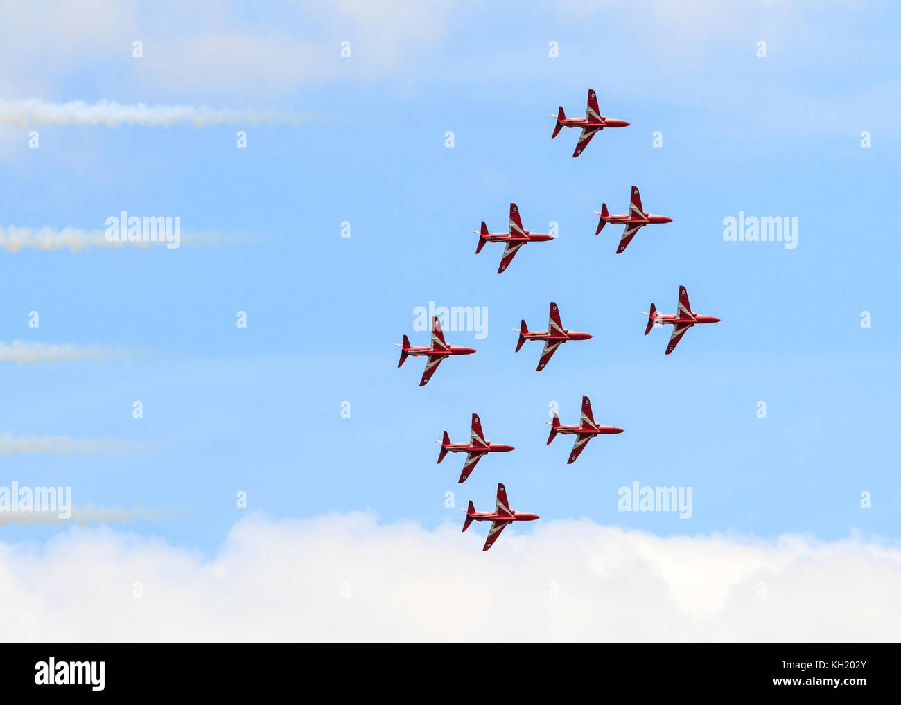 RAF aerobatics display team the Red Arrows give a display prior to ...