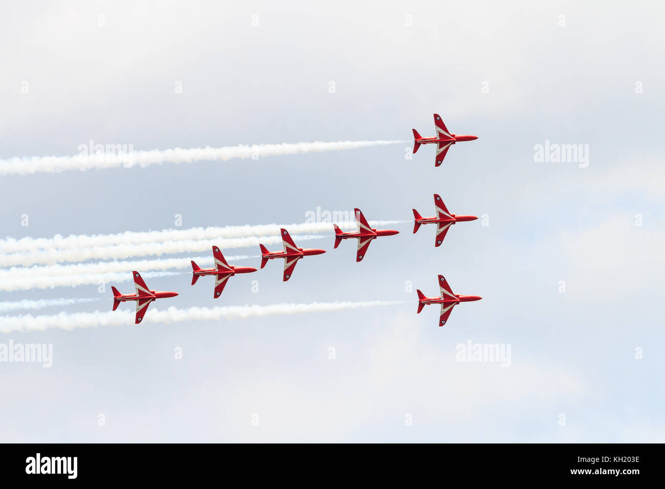 RAF aerobatics display team the Red Arrows give a display Stock Photo ...