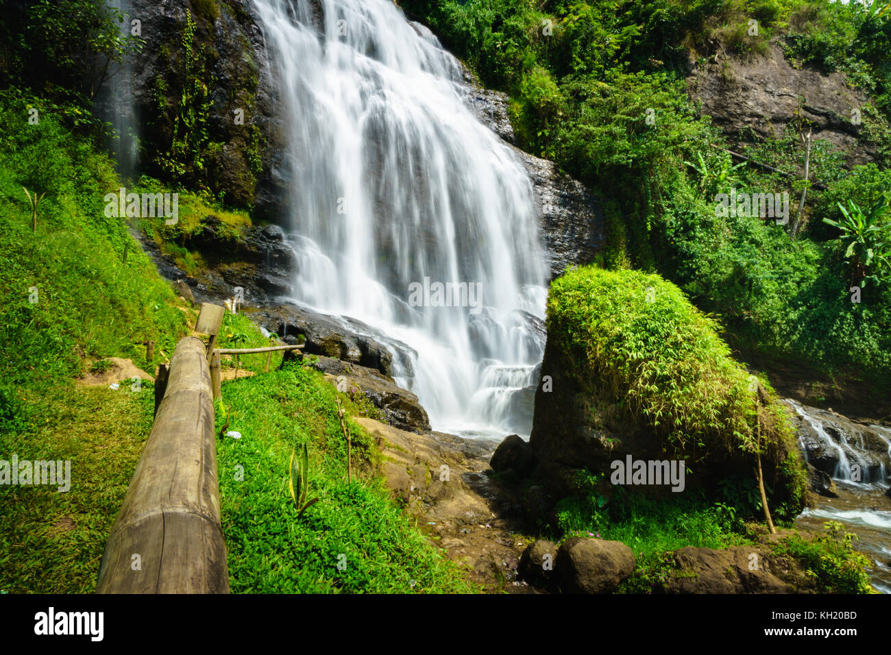Waterfall, countryside landscape in a village in Cianjur, Jawa ...