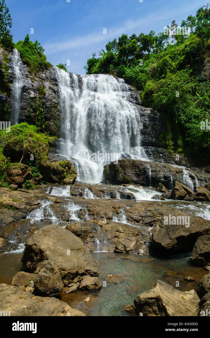 Waterfall, countryside landscape in a village in Cianjur, Jawa ...